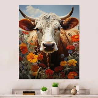 Designart "Cow Majestic Meadow I" Animals Cow Metal Wall Art Prints ...