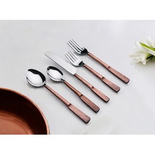 Matte Copper Stainless Steel Five Piece Hand Forged Place Setting - Bed ...