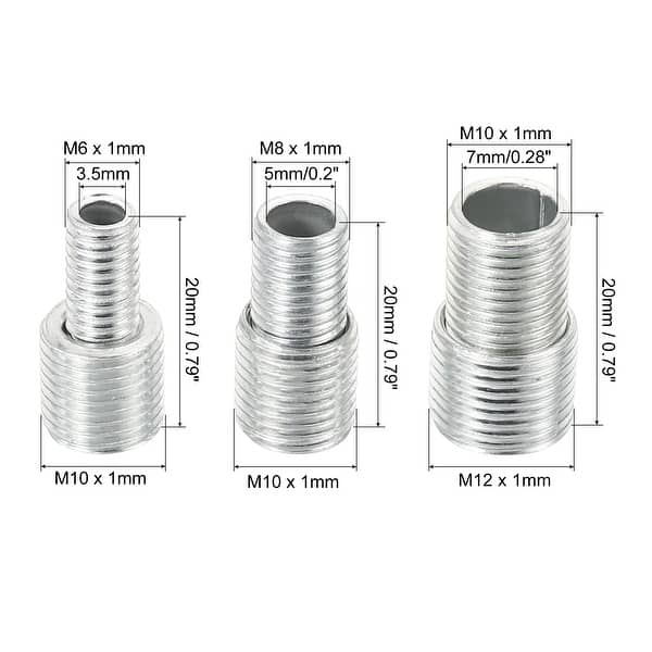 6pcs M10/M12 to M6/M8/M10 Male Threaded Reducer Screw Fitting Adapter - Bed Bath & Beyond - 38007901