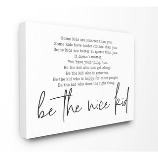 Stupell Be The Nice Kid Inspirational Word Design Canvas Wall Art ...