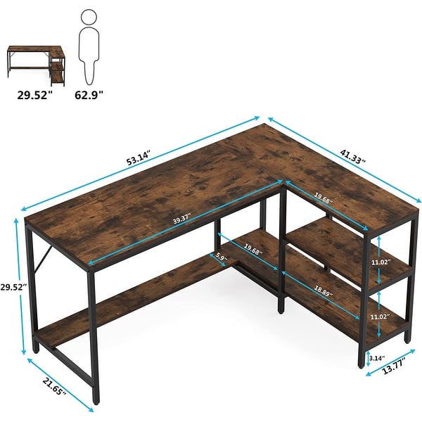 L Shaped Desk, L Shaped Corner Desk with Storage Shelves for Home ...