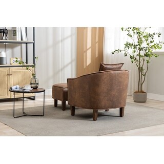 Microsuede Round Accent Chair, Barrel Armchairs Lounge Chairs with ...