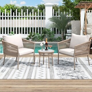 3-Piece Patio Bistro Set, Outdoor Coversation Set Balcony Furniture Set ...