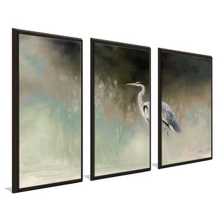 "Peaceful Egret Teal" Print on Floating Canvas Set of 3 - Bed Bath ...