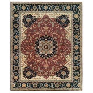 Shahbanu Rugs Rust Red Densely Woven Wool Hand Knotted Antiqued Sarouk ...