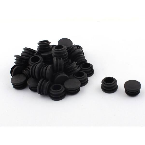 Furniture Plastic Flat Base Round Tube Pipe Insert Cap Black 22mm ...