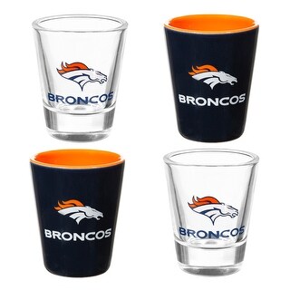 4-Piece Ceramic and Glass 2 oz. Shot Glass Set, Denver Broncos - Bed ...