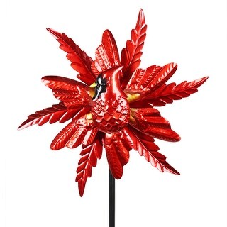 Exhart Metallic Red Cardinal Kinetic Garden Stake with Double Spinning ...