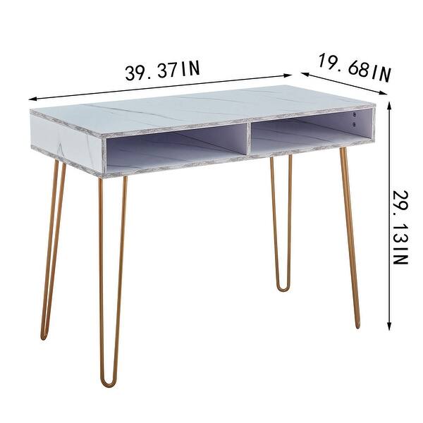 Merax Marble Veneer Computer Desk with Storage - Bed Bath & Beyond ...