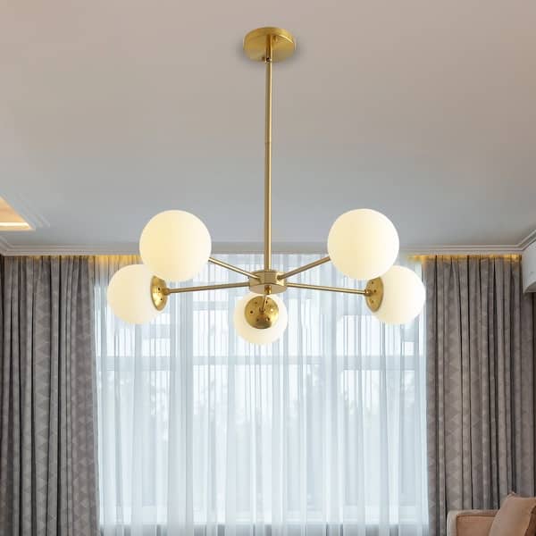 Modern 5-light Linear Sputnik Chandelier in Imitation Copper Finished ...