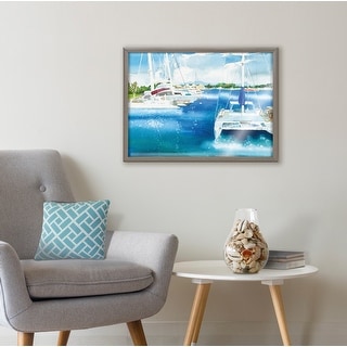 Kate and Laurel Blake Sailing Framed Printed Glass by Janet Meinke-Lau ...