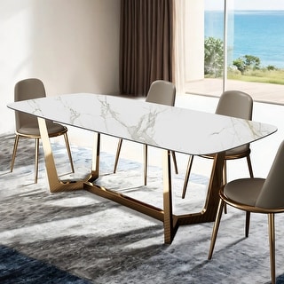 Furniture of America Mave Modern 71-inch Ceramic Top Dining Table with ...