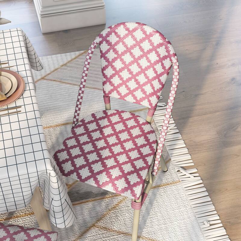 Portia French Metal Wicker Outdoor Bistro Chairs (Set of 2) by ...