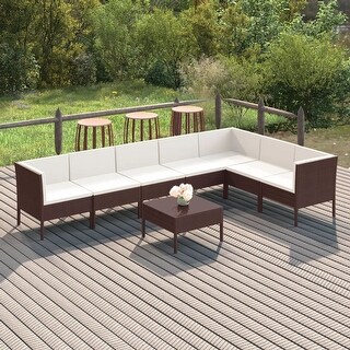 AVEKI 8 Piece Patio Lounge Set with Cushions Poly Rattan Brown - Bed ...
