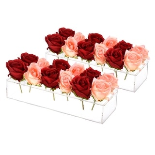 2pcs Acrylic Flower Vase 12 Inch Rectangular Floral Centerpiece for ...