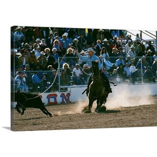 "Cowboy Roping Calf At Rodeo" Canvas Wall Art - Bed Bath & Beyond ...