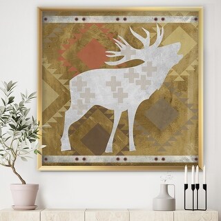Designart "Patterned Howling White Moose" Traditional Framed Art Print ...