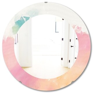 Designart 'Geometric Cream Block I' Printed Modern WallMirror ...