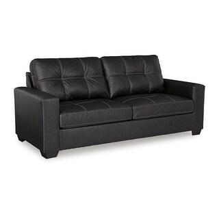 Barl Sofa, Modern Style 85 Inch Soft Tufted Rich Black Faux Leather ...