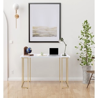 Barbra White and Gold Writing Desk - Bed Bath & Beyond - 37991847
