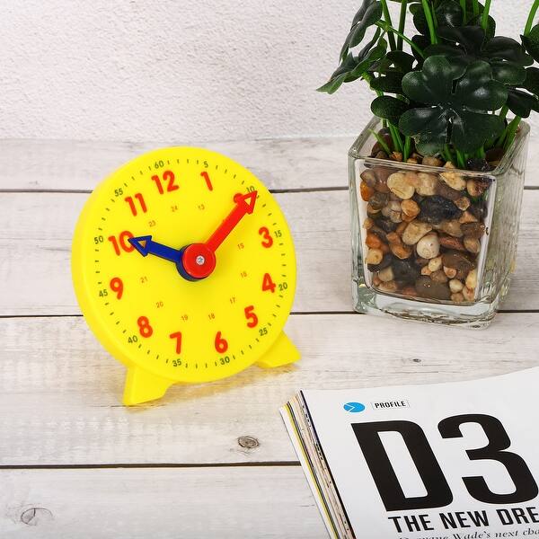 4 inch Teaching Clock Learning Time 24 Hour 2 Pointers, Yellow 2pcs ...