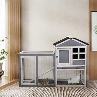 Luxury Outdoor Rabbit Hutch with Sleeping Room and Run Area - Bed Bath ...