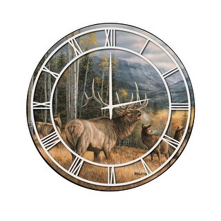 Wall Clock with Full Coverage Art - Meadow Music Elk - White Numbers ...