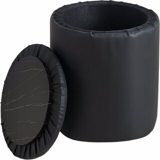 Large Round Storage Ottoman Modern Upholstered Footstool & Vanity Stool ...