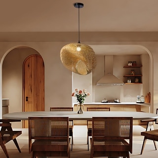 EcoChic Bamboo Weave Creations/Woven Lighting/Rattan/Natural/Wicker ...