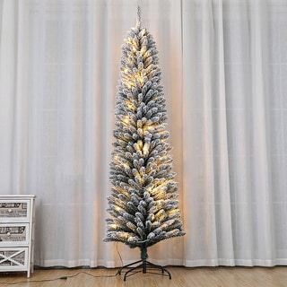 7ft Artificial Christmas Tree slim Trees with flocking Includes White ...