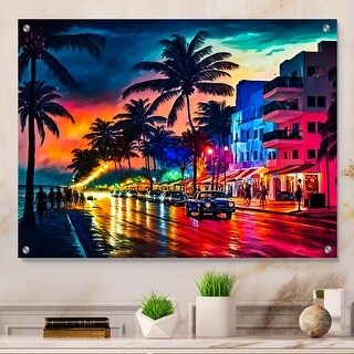 Designart "Miami Beach Holidays 3 Architecture" Miami Gloss Wall Decor ...