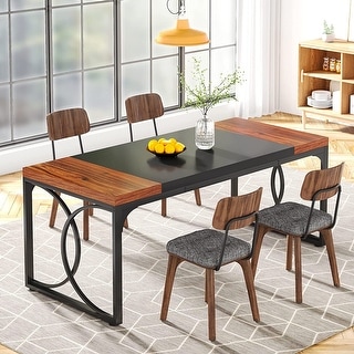 Rectangular Dining Room Table for 4-6 People, 63" Wood Kitchen Table ...