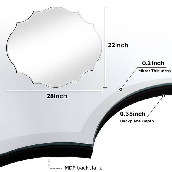 22x28 Frameless Oval Wall Mirror Beveled Scalloped Mirror Silver Wall ...