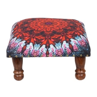 Novica Handmade Heavenly Flower Upholstered Ottoman Foot Stool - Bed ...