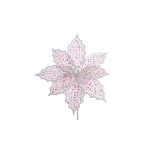 Set of 12 Pink Frosted Poinsettia Artificial Christmas Picks 14" - Bed ...
