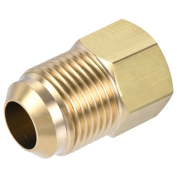 Pipe fitting, 1/2 SAE Flare Male 1/4 SAE Female Thread, Tubing Adapter - Brass Tone - Bed Bath ...