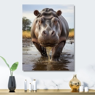 Designart "Hippopotamus Mighty Hippo I" Hippopotamus Metal Wall Art ...