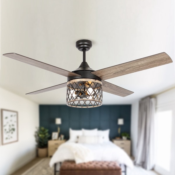 Moasis 52-inch 4-Blade Ceiling Fan with LED Light and Remote Control ...