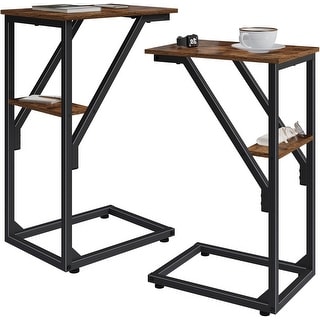 C-Shaped End Tables, Sofa TV Trays Set of 2, Small Side Table for ...