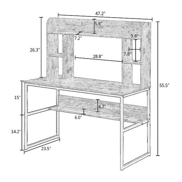 Merax Large Workstation Hutch Desk with Storage Shelves - Bed Bath ...