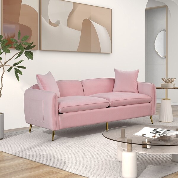 Velvet Upholstered Loveseat Long Couch with Metal Legs Modern Sofa Bed Bath Beyond 37832071