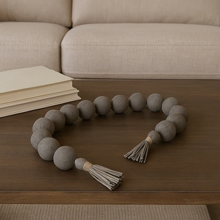 Ecomix Bead Strand with Leather Tassels and Chiseled Texture Detailing ...