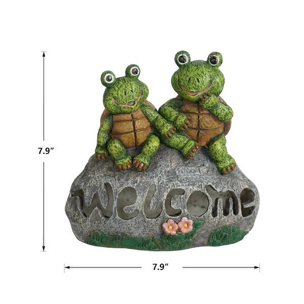 Cute Frog Face Turtles Animal Sculpture with Solar LED Lights for ...