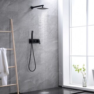 SUMERAIN Matte Black Rainfall Shower System With Pressure Balancing ...