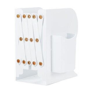Expandable Bookend with Pen Holder for Study Room Office, White - Bed ...