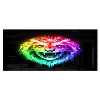 Designart 'Colorful Fire Lion' Animal Digital Art Metal Wall Art - Bed ...