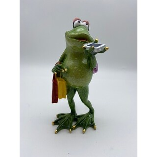 Glazed Red Eyed Tree Frog Lady with Cell Phone and Shopping Bags - Bed ...