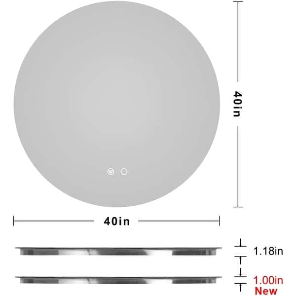 Keonjinn LED Backlit Round Bathroom Vanity Mirror, Wall Mounted ...