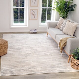 Rug Branch Geometric Modern Abstract Beige Cream Indoor Area Rug - Bed ...