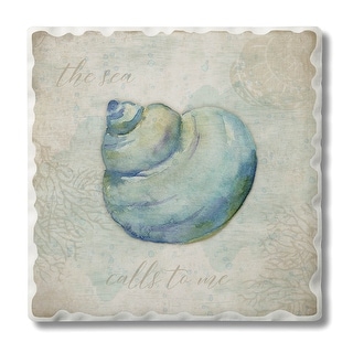 Counterart Absorbent Stone Coasters - Shell 5 - Set of 4 - 4x4x1.483 ...